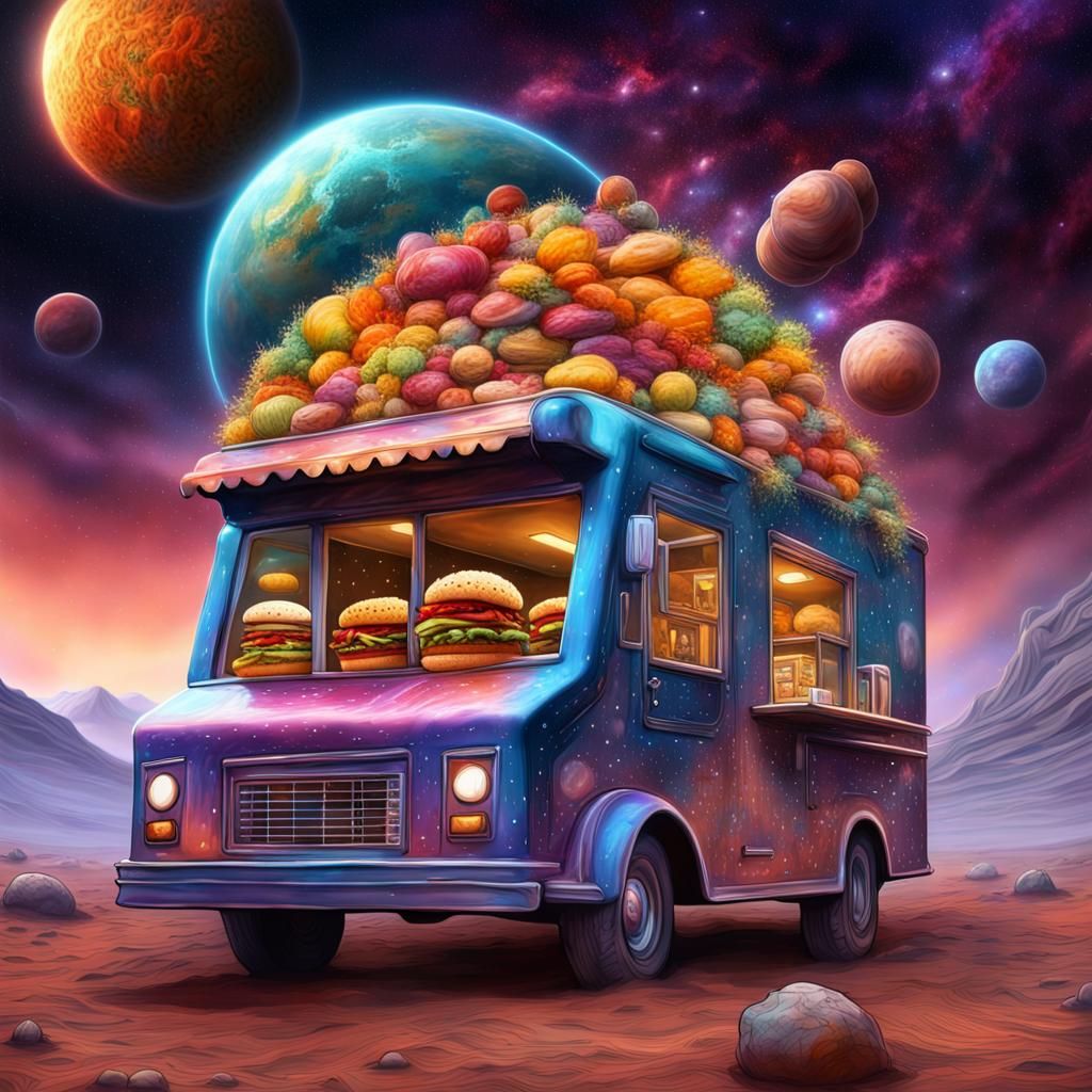 Space; stunning creative digital illustration of a colorful fantasy ...