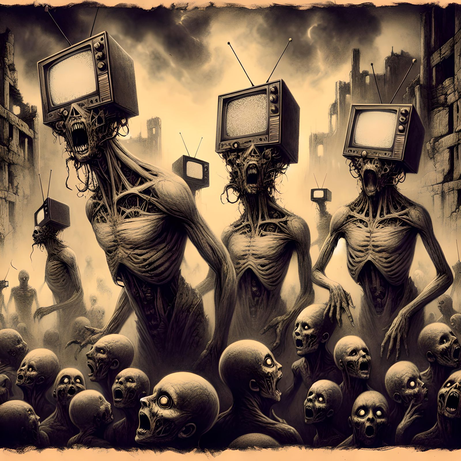 Angry TV Heads - AI Generated Artwork - NightCafe Creator