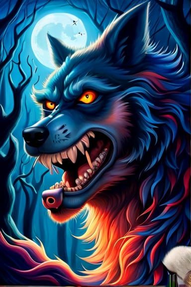 Insanely detailed fantasy whimsical portrait painting of a WereWolf in ...