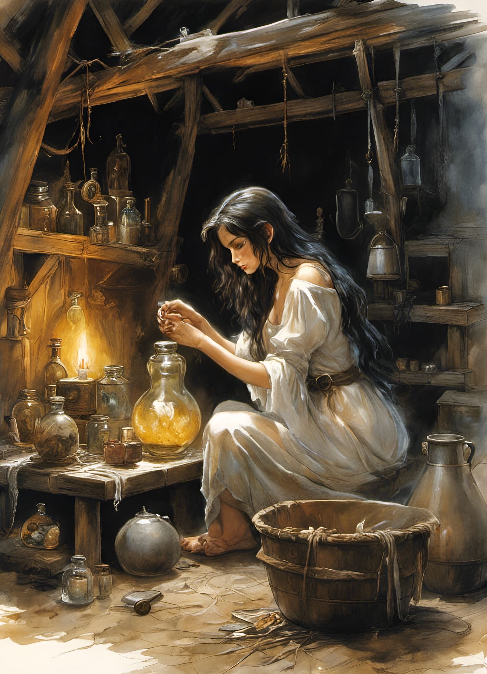 Witch brewing. - AI Generated Artwork - NightCafe Creator