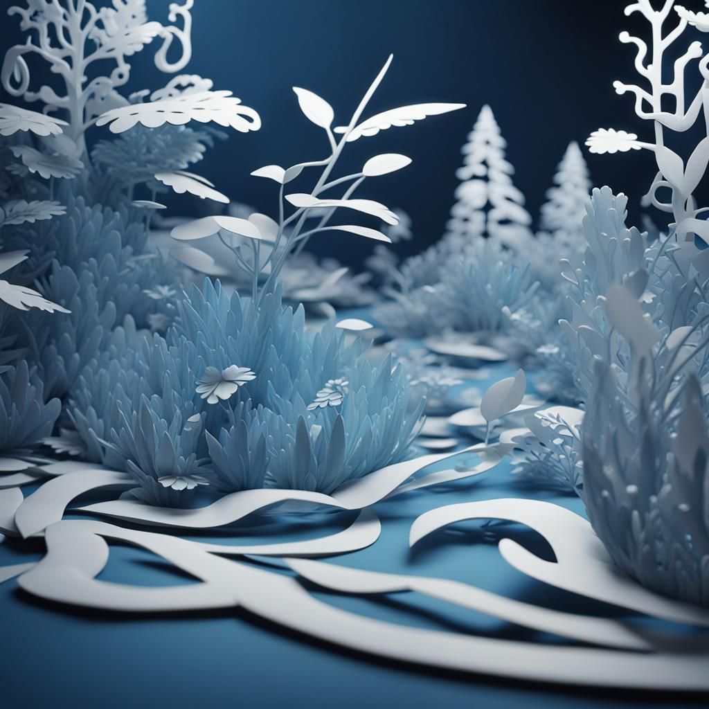 A paper cut-ou from only blue paper showing an intrastate netting of ...