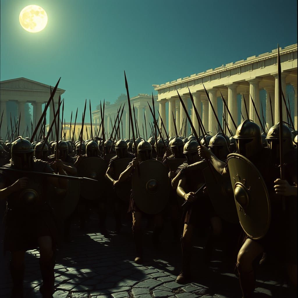 Ancient Greek Warriors Stand Firm Against Undead H... - AI Art