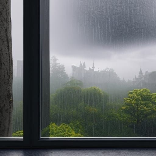 rainy day view outside of window Epic cinematic brilliant stunning ...