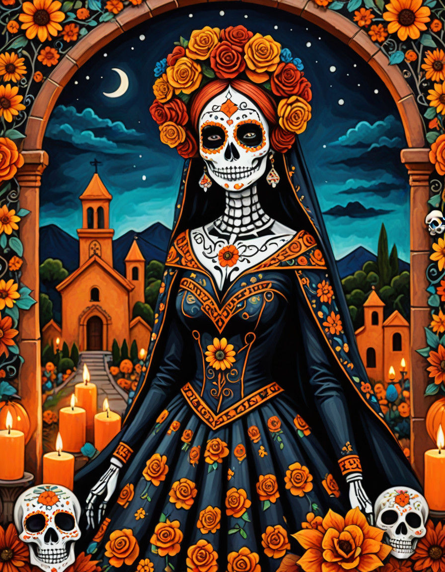 Surreal Dia De Los Muertos Goddess in Traditional ... - AI Art