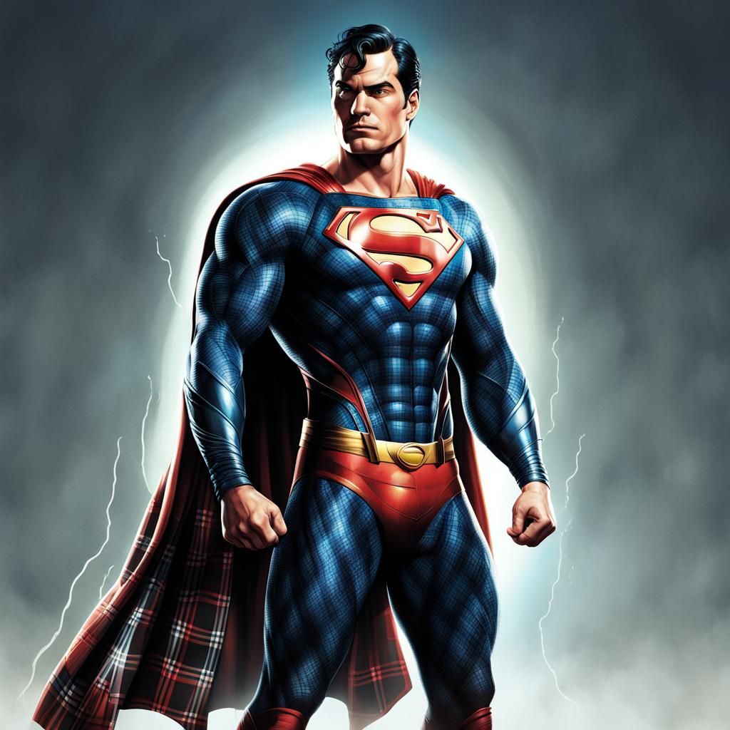 Plaid Pattern Superman - AI Generated Artwork - NightCafe Creator