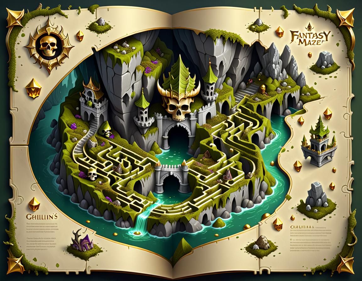 cave maze map - AI Generated Artwork - NightCafe Creator