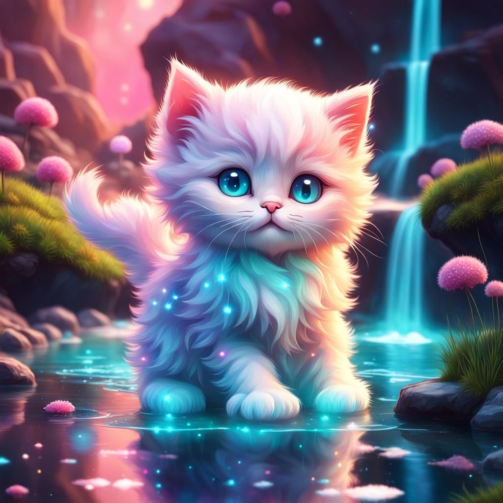 adorable cute chibi baby fluffy furry Baby Kitten as a constellation on ...