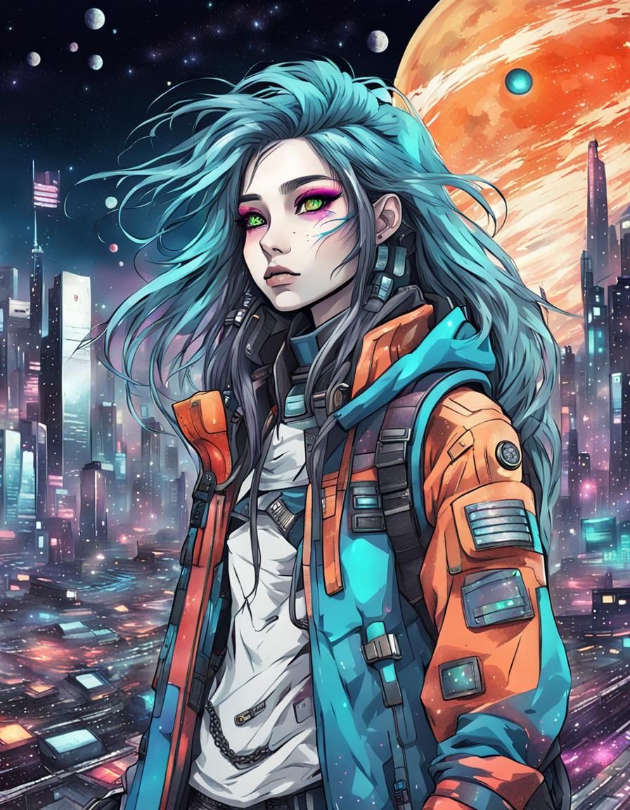 Galactic Punk Girl - AI Generated Artwork - NightCafe Creator