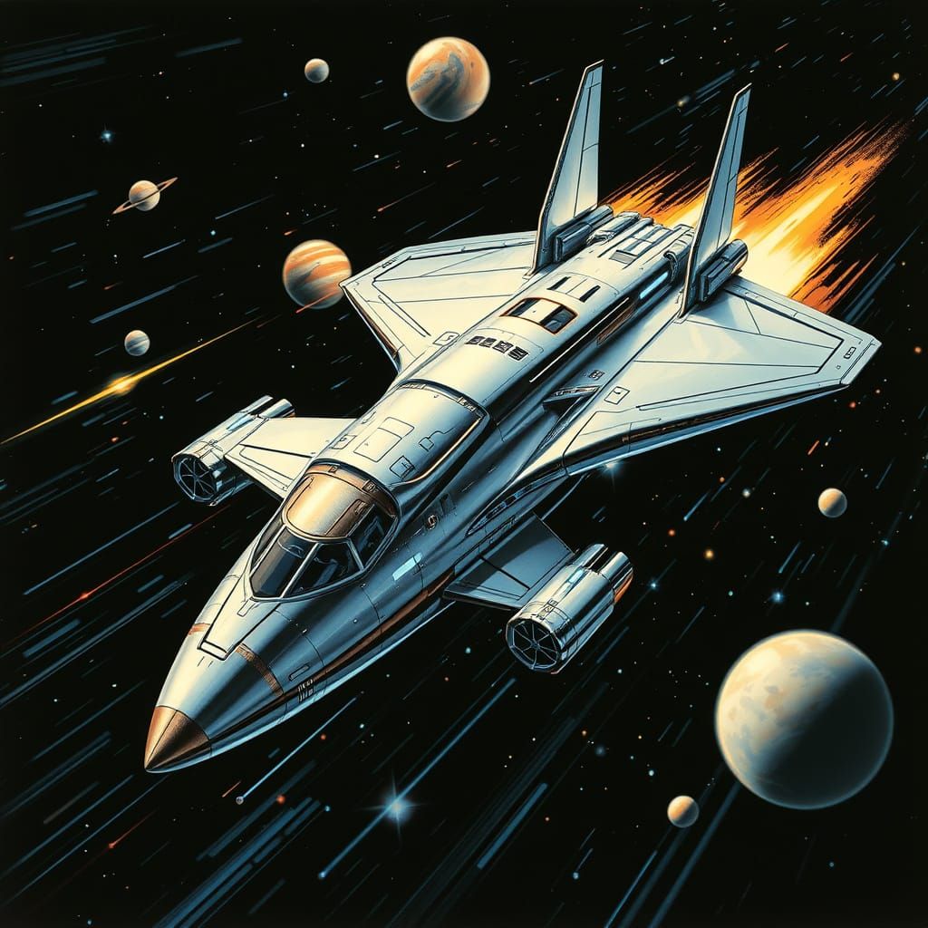 Futuristic Space Shuttle - Cyberpunk Space Shuttle Blasts O...