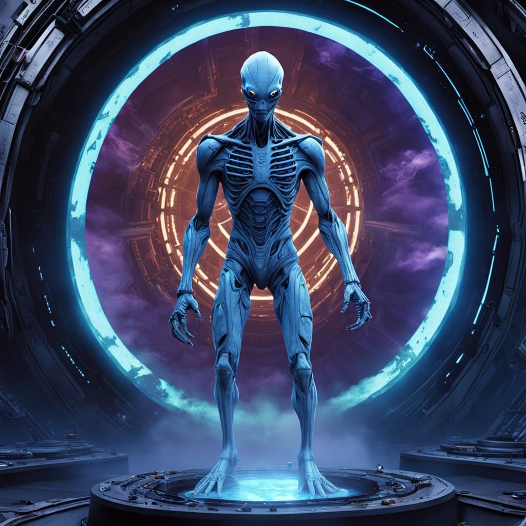 Alien Planet Teleportation system - Alien on Mysterious, Glo...