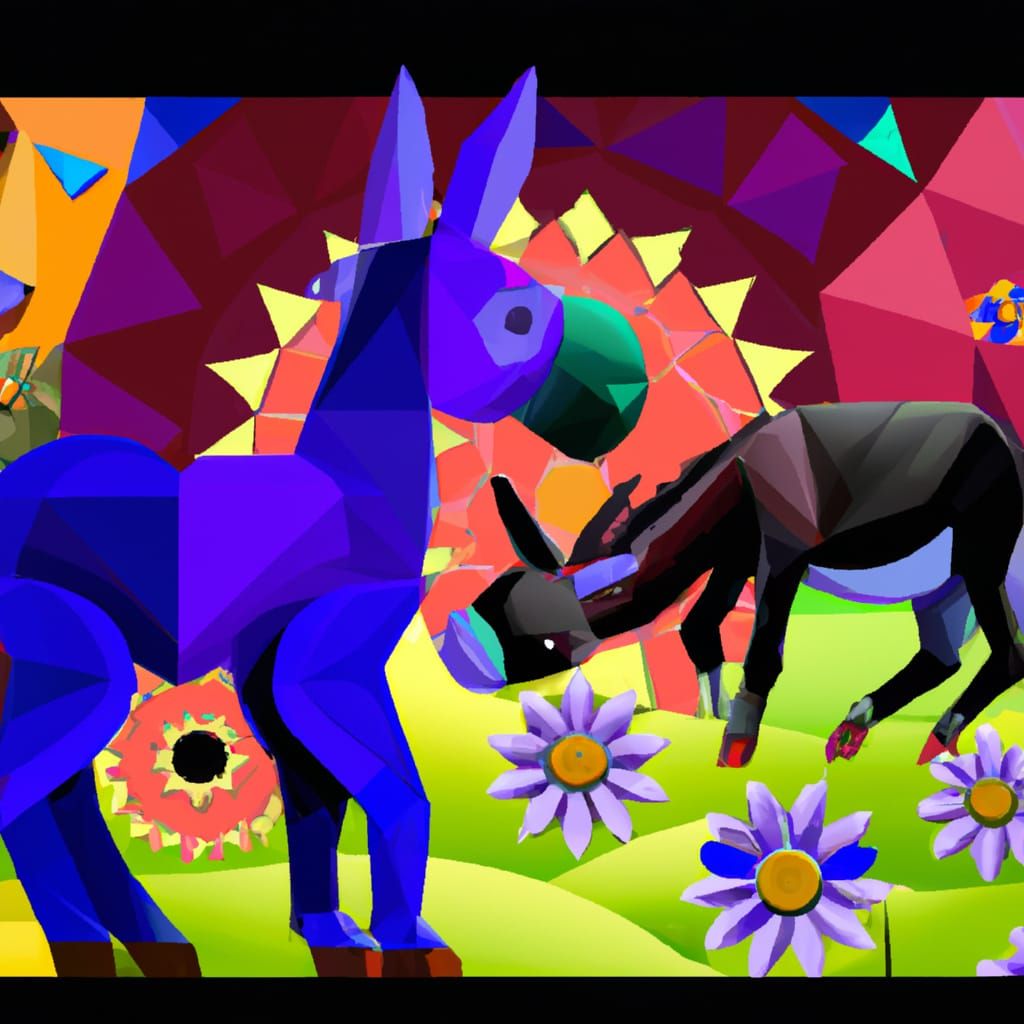 donkeys playing in a field - AI Generated Artwork - NightCafe Creator