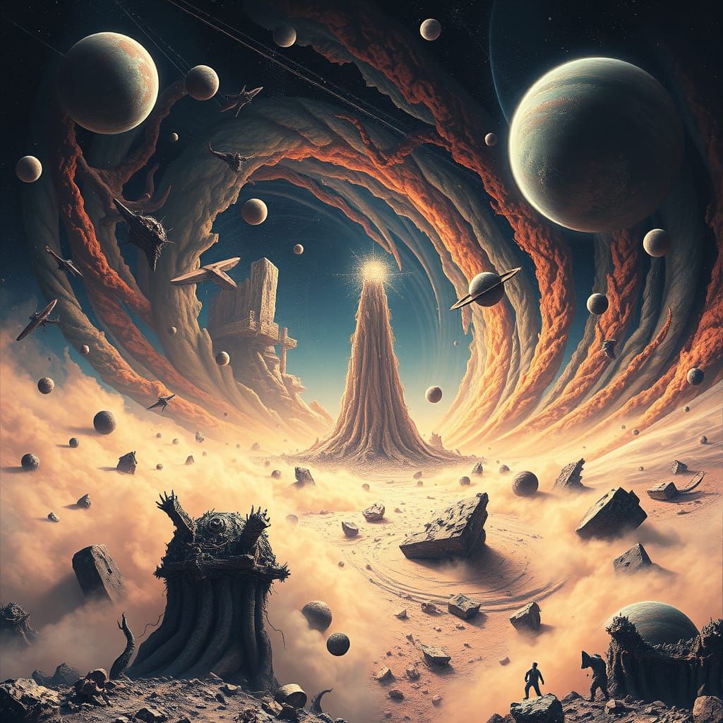 Galactic Collapse in Vibrant, Surrealist Style - AI Art