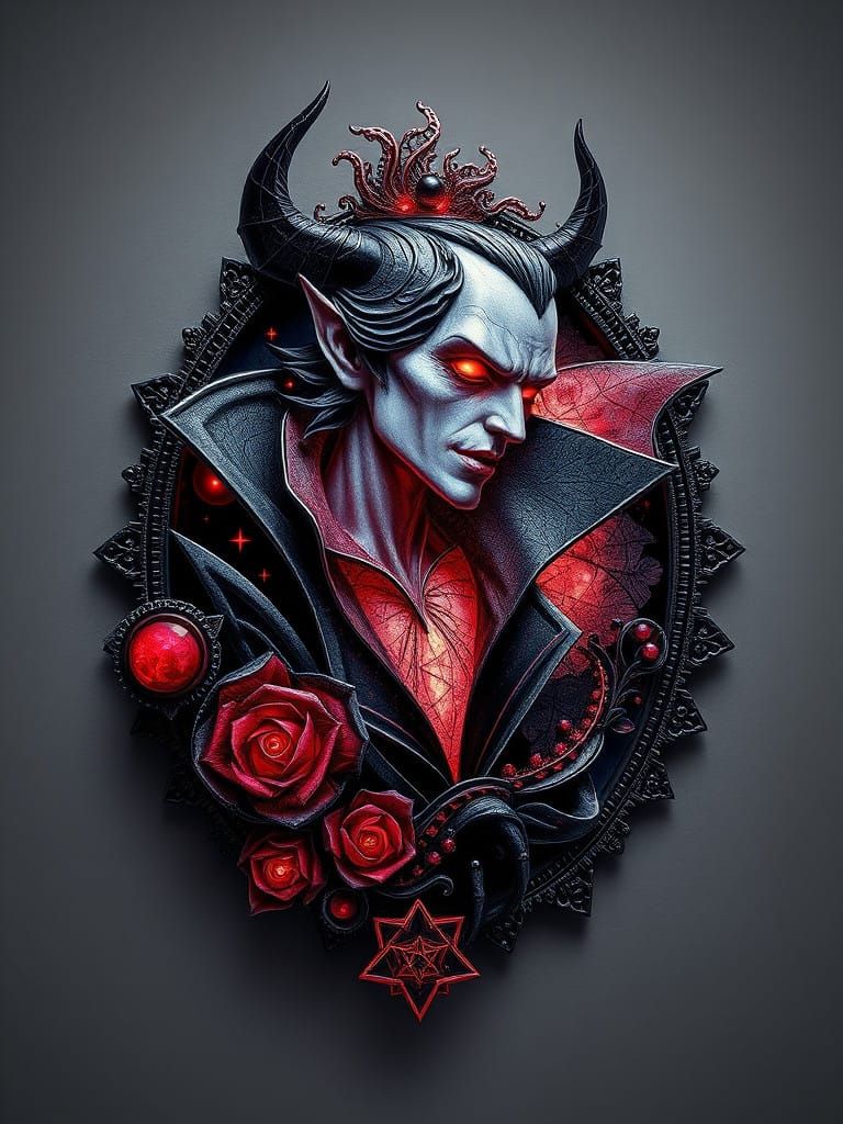 Ethereal Vampire Portrait in Cyberpunk Style - AI Art