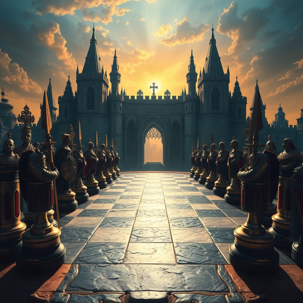 CHESS IRL - Epic Medieval Chess Landscape in Golden Light