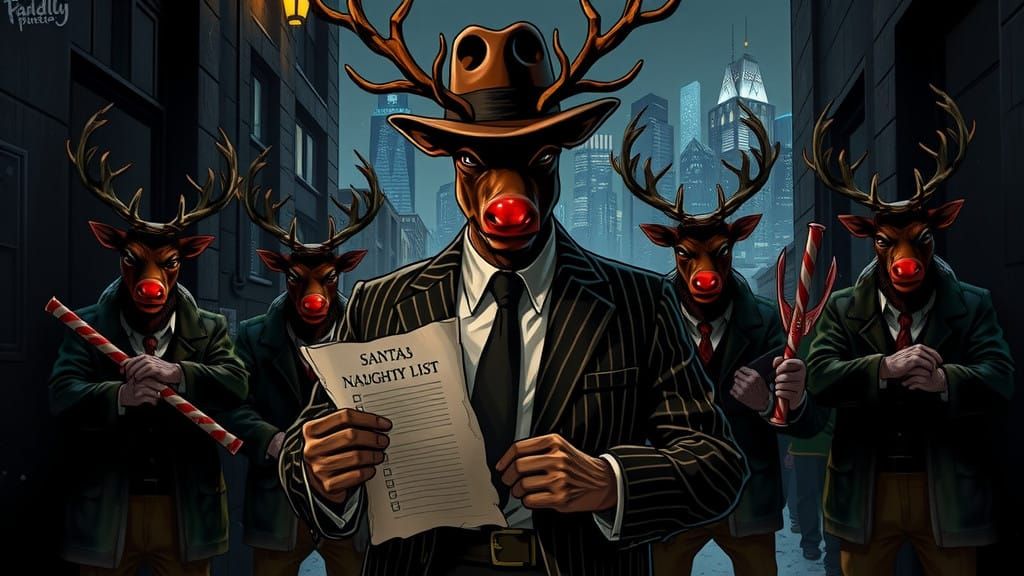 Ruthless Reindeer Mafia Boss Rudolph Takes the Rei... - AI Art