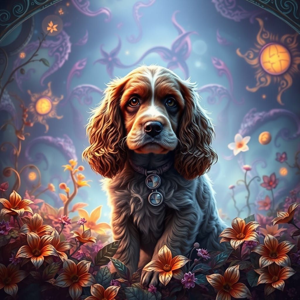 Cocker spaniel puppy spotted - Whimsical Cocker Spaniel Pup...