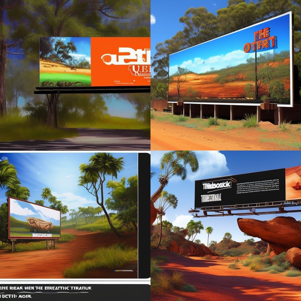 A billboard sign that has the words "the outback" - AI Generated ...