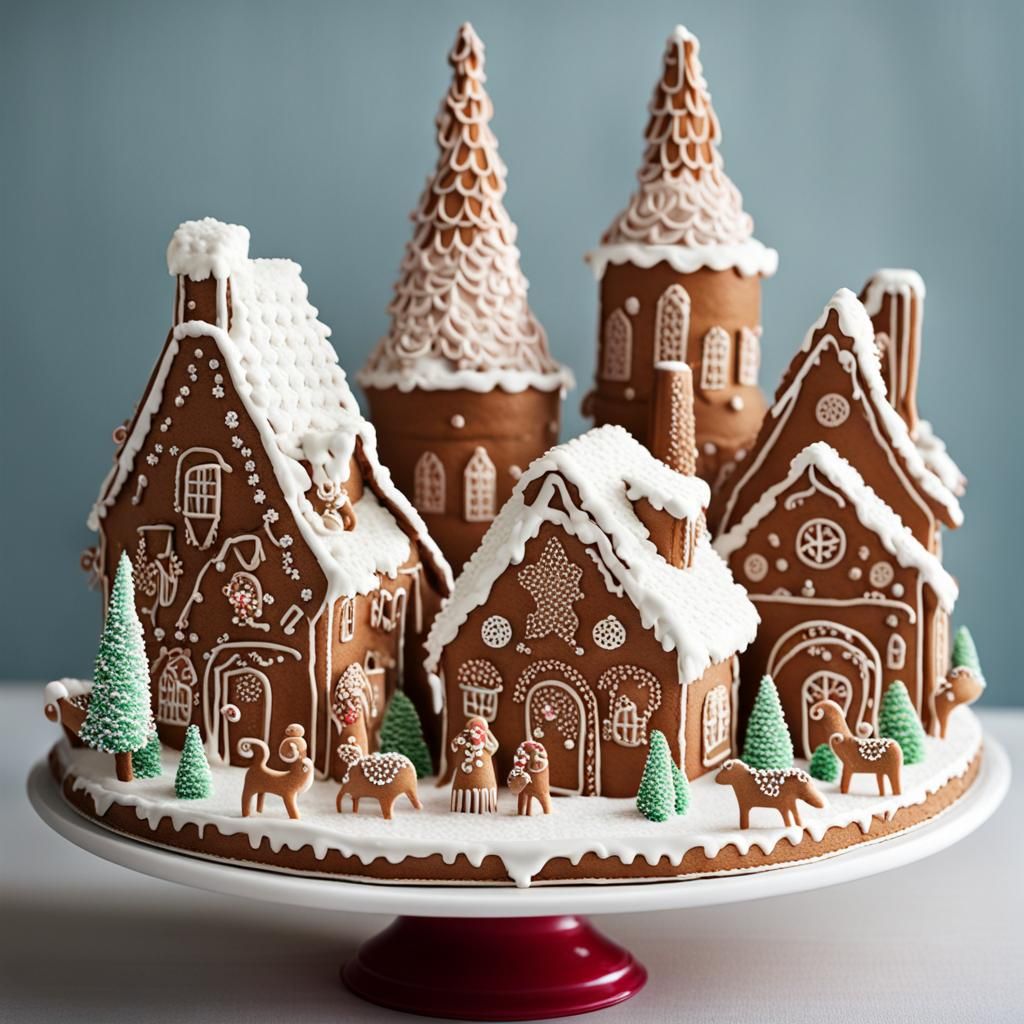 Gingerbread village cake - AI Generated Artwork - NightCafe Creator