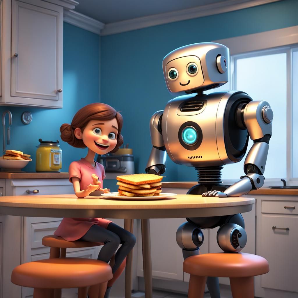 A robot butler offers a grilled cheese sandwich - AI Generated Artwork ...