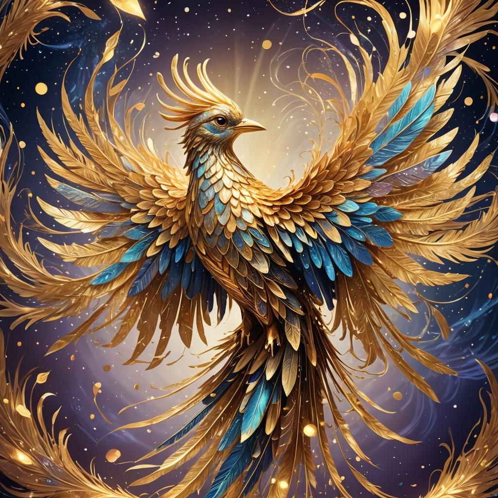 Surreal Cosmic Bird Illuminated by Radiant Light A... - AI Art