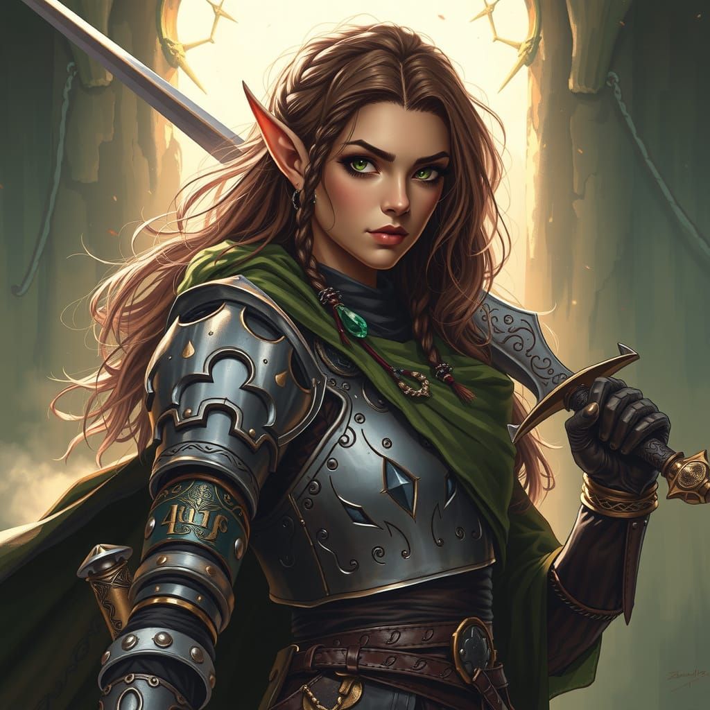 Elegant Elf Paladin in Larry Elmore-Inspired Fanta... - AI Art