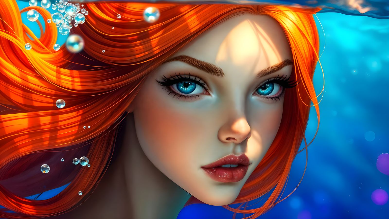 Anime Mermaid Goddess Shines Underwater with Radia... - AI Art