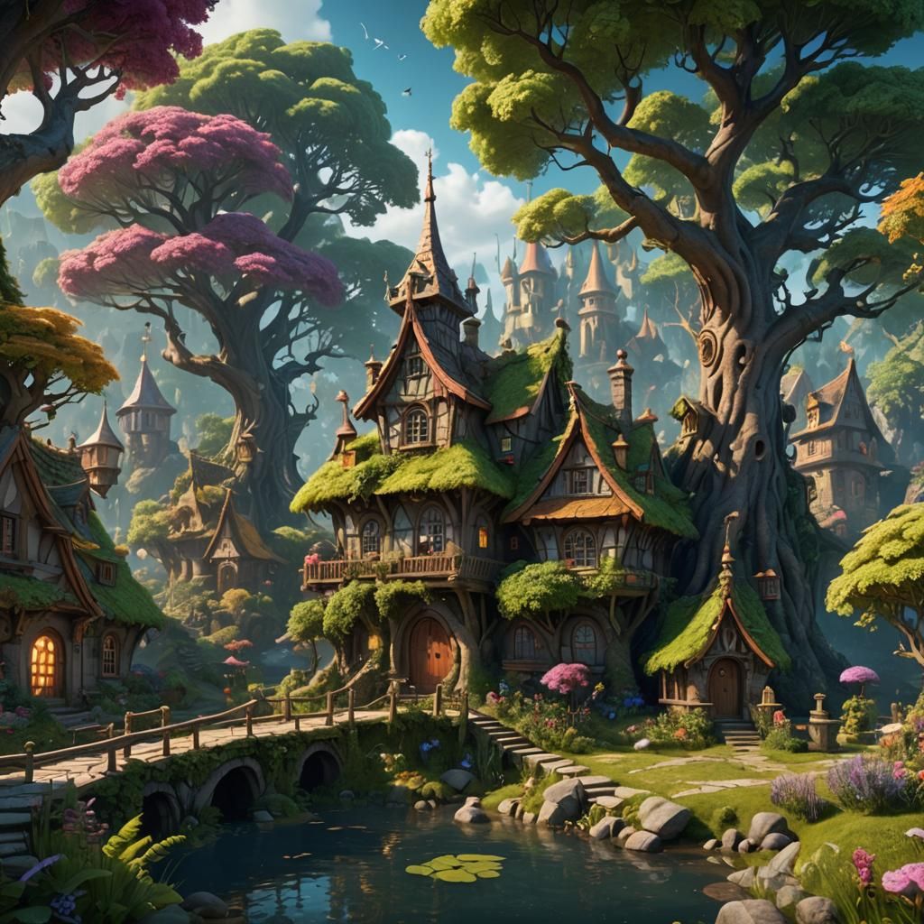 Little Fae Village - AI Generated Artwork - NightCafe Creator