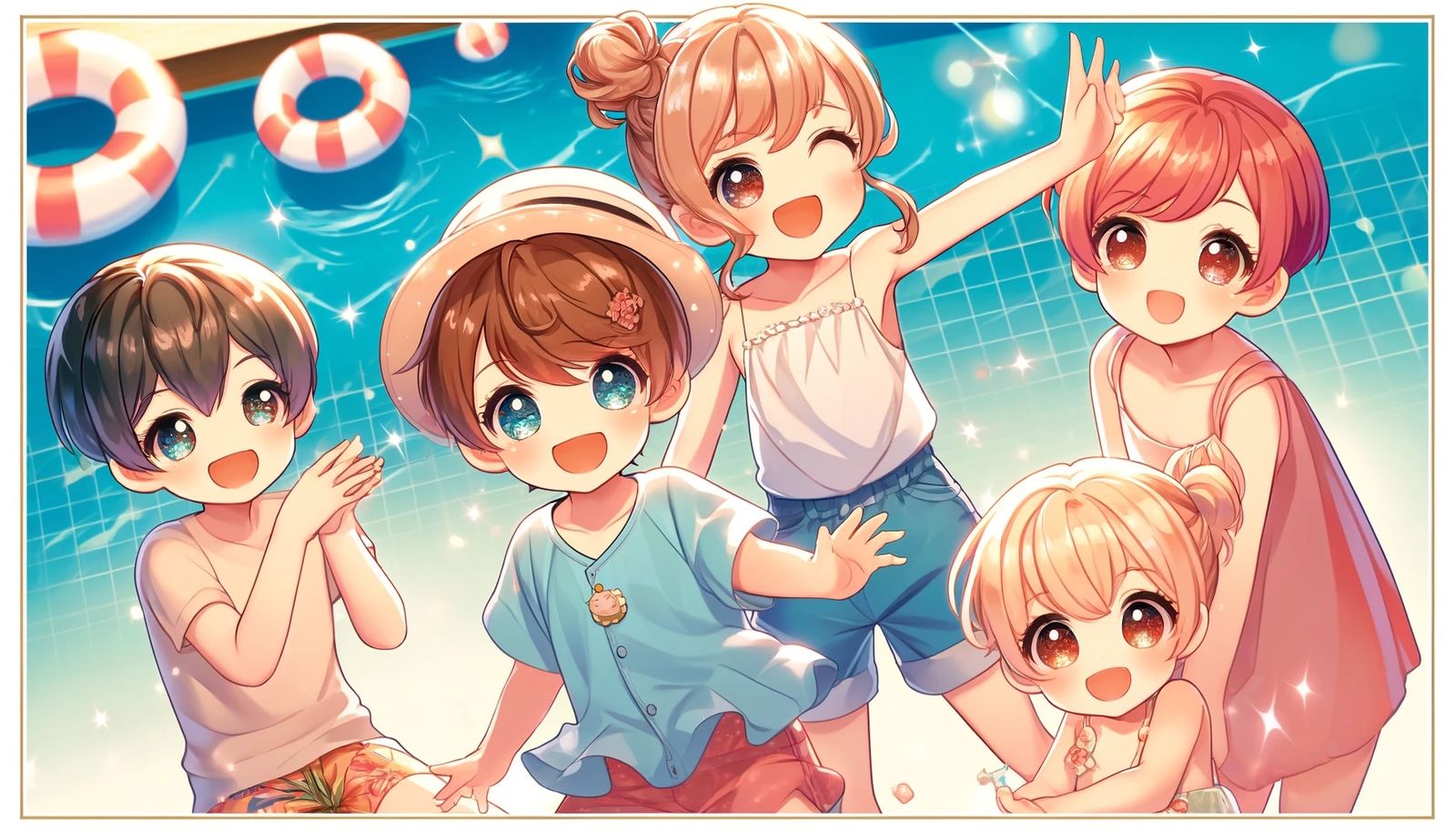 Kids Anime Pool Party Fun - AI Generated Artwork - NightCafe Creator