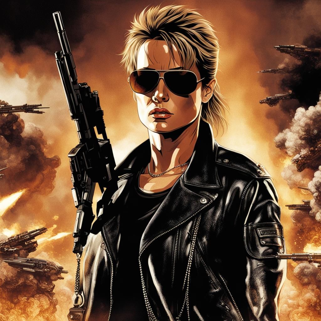 Sarah Connor, Terminator movies,best quality,highly detailed,full body ...