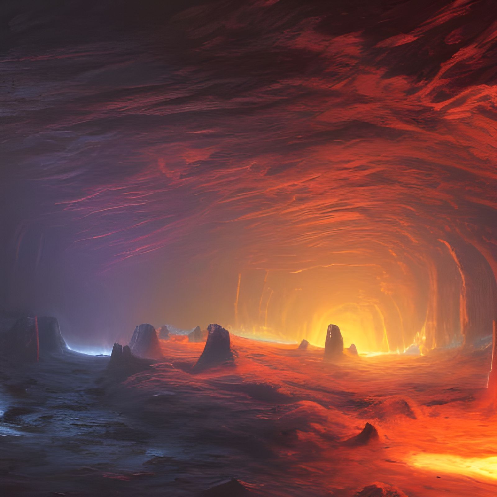 Red Cave 4 - AI Generated Artwork - NightCafe Creator