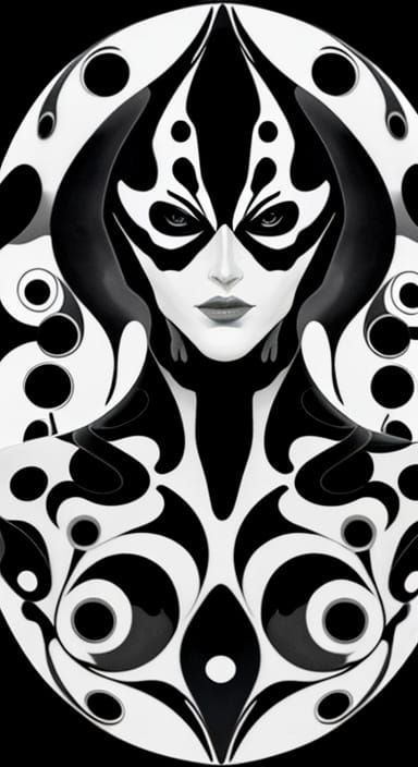 Lady's Abstract Vorticism Portrait in Mirrored Op ... - AI Art