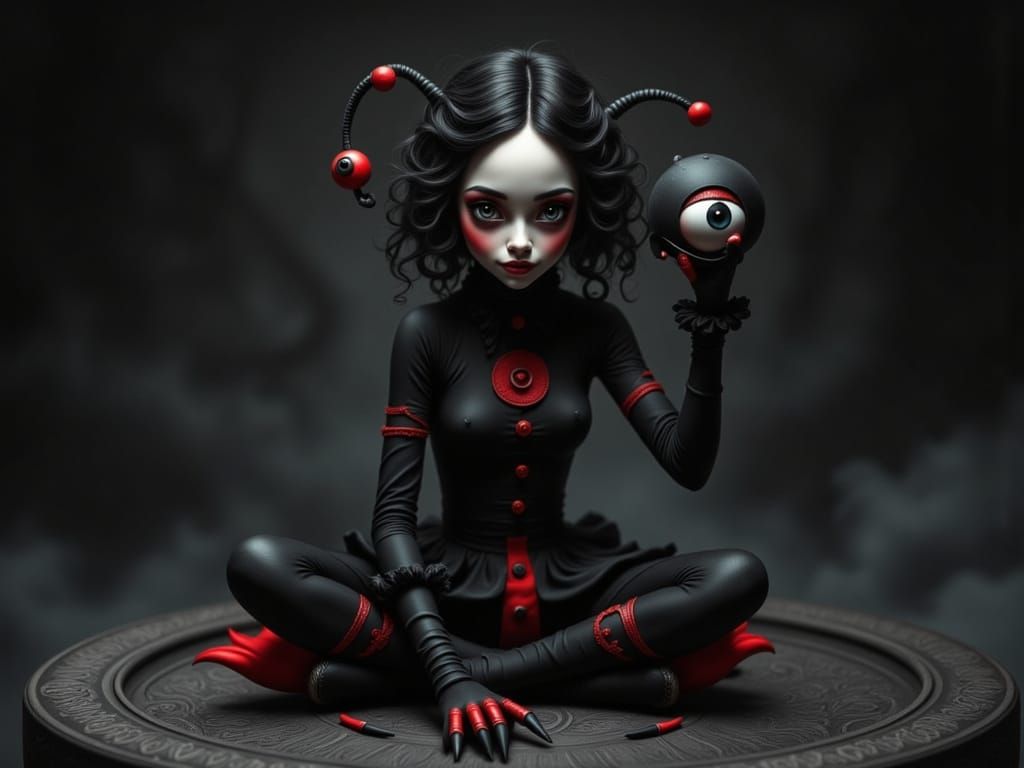 Surreal Horror Pixie with Ouija Board - AI Art