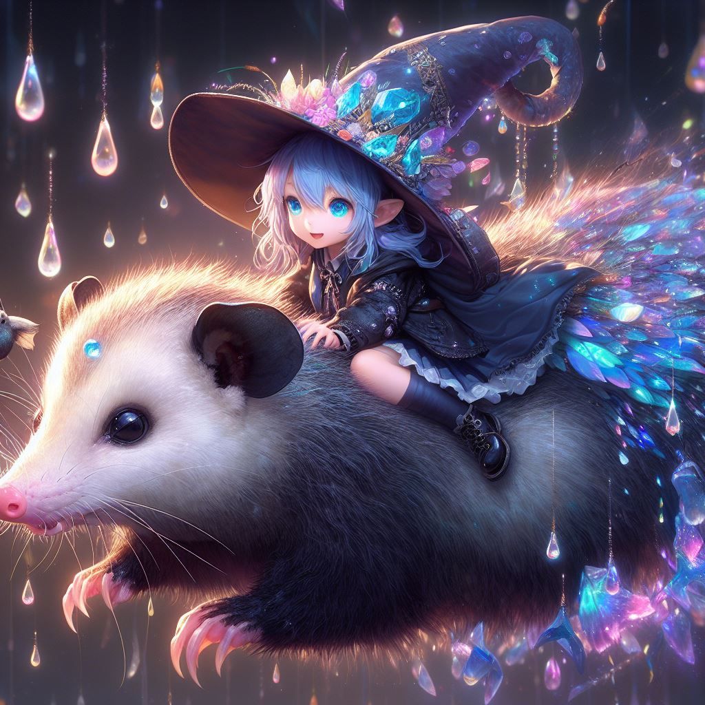 Possum Riding Witch - AI Generated Artwork - NightCafe Creator