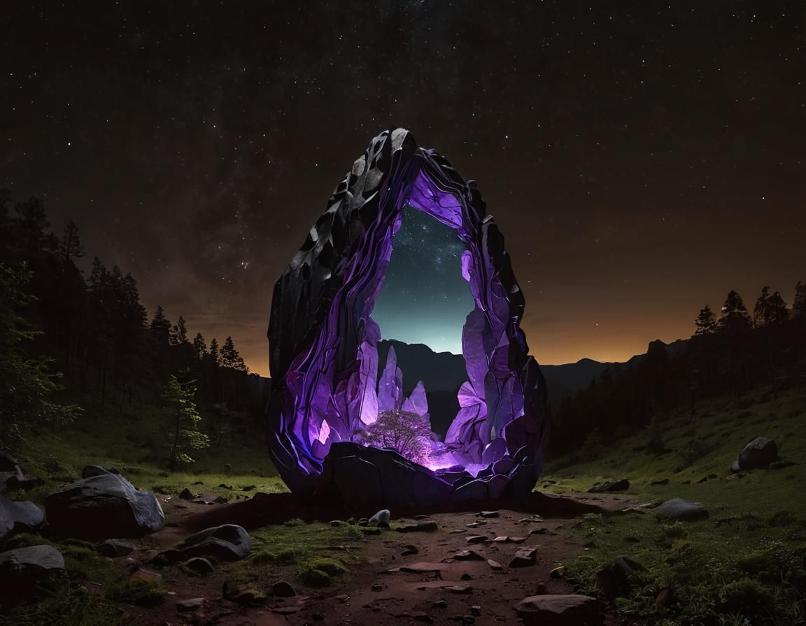 Inverted alternative reality and nature in a hollow shapes behind a ...