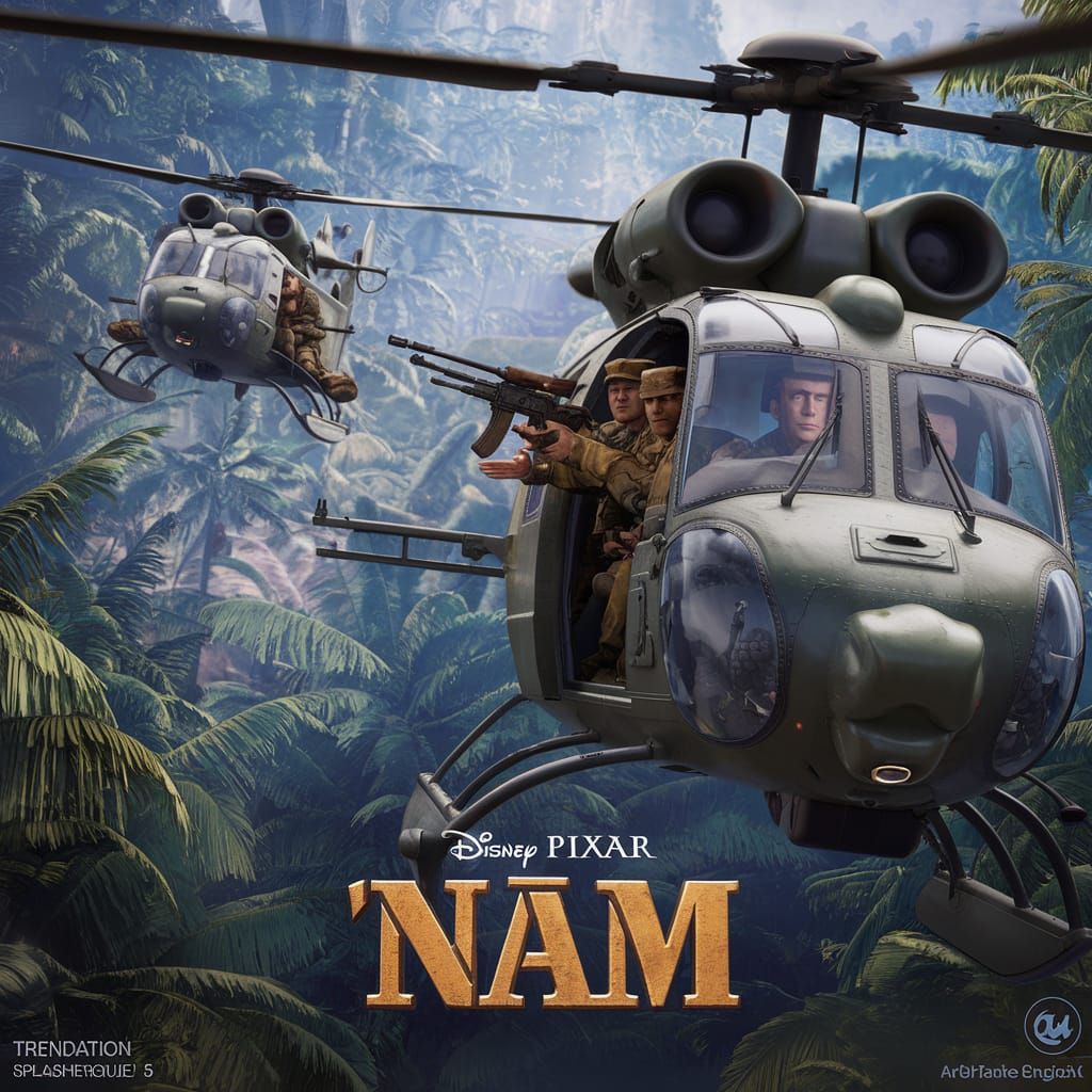Disney Pixar 'Nam: US Army Helicopters in Southeas... - AI Art