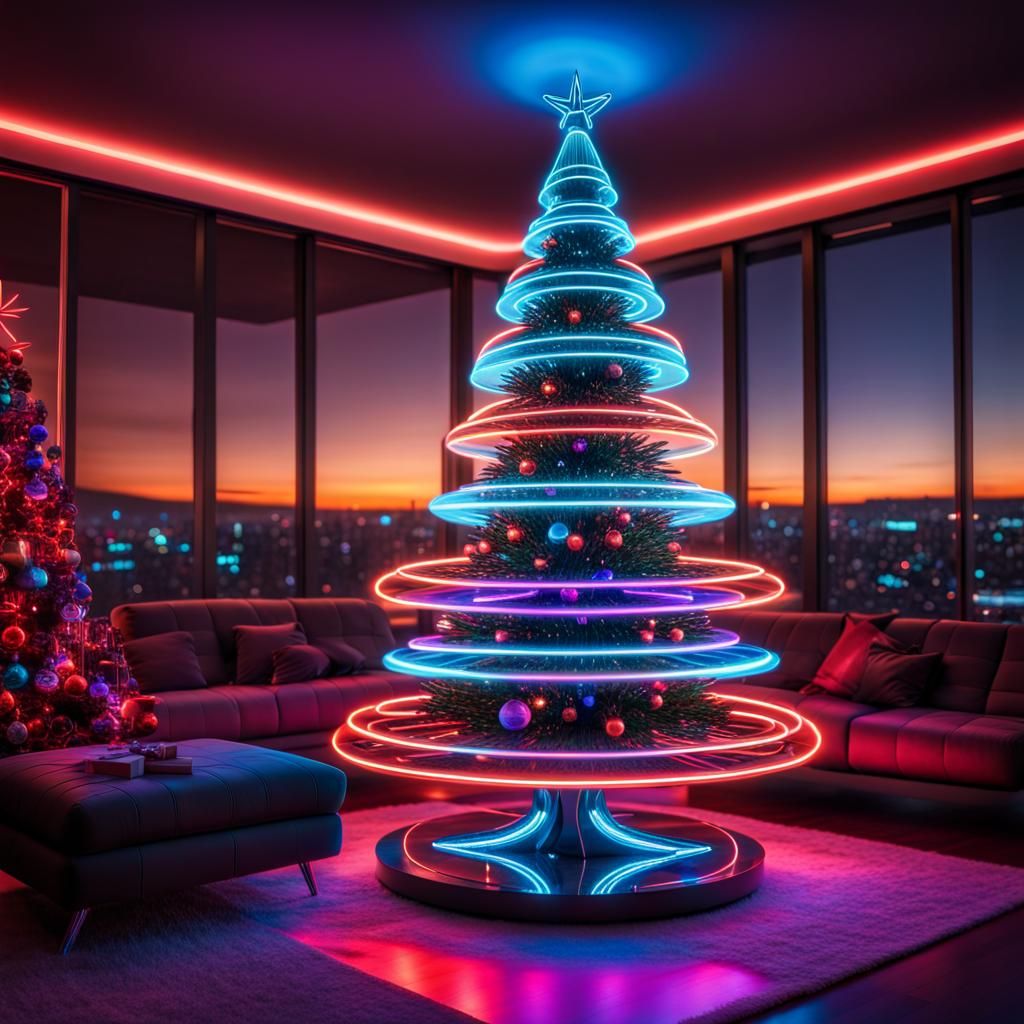 Futuristic Christmas Tree - AI Generated Artwork - NightCafe Creator