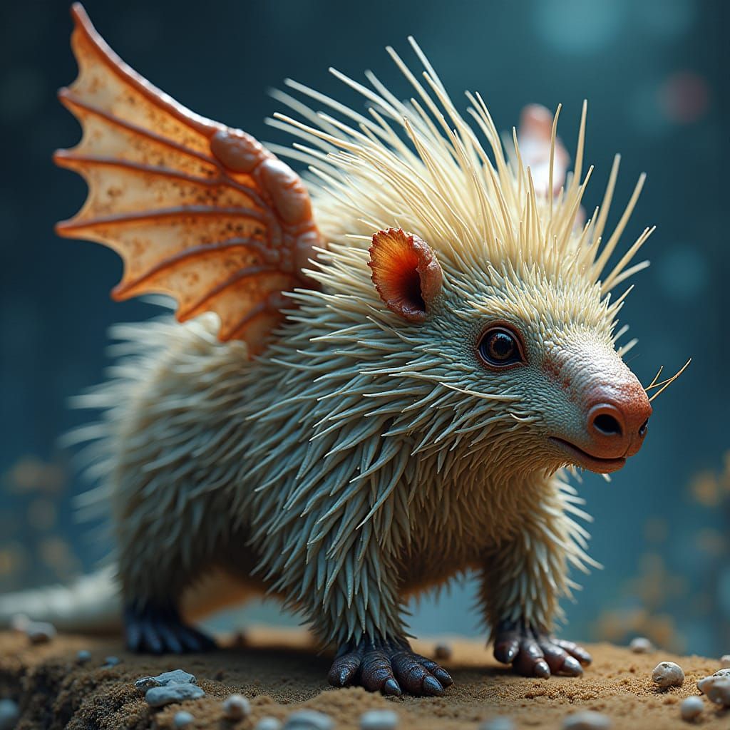 a grafe - Whimsical Creature in Iridescent Quills and Dreaml...