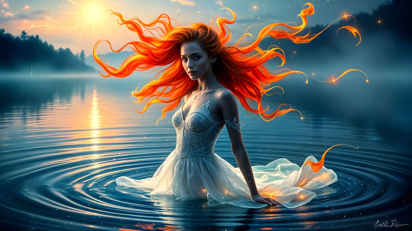 Surreal Water Goddess Emerge from Lake of Ultravio... - AI Art