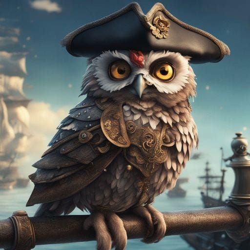 Cute pirate owl!! - AI Generated Artwork - NightCafe Creator