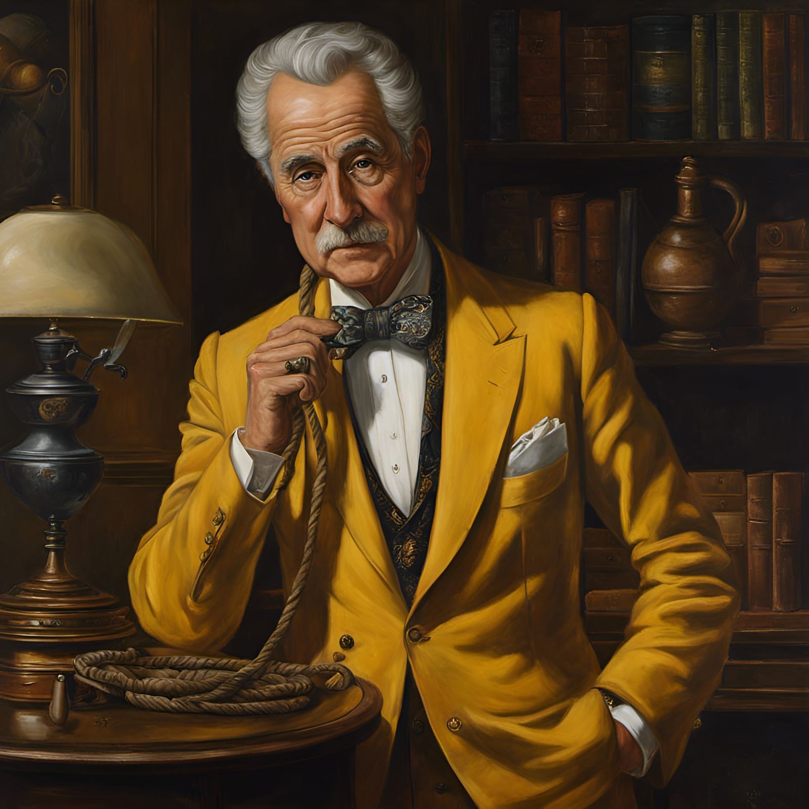 Colonel Mustard, in the study, with the rope.