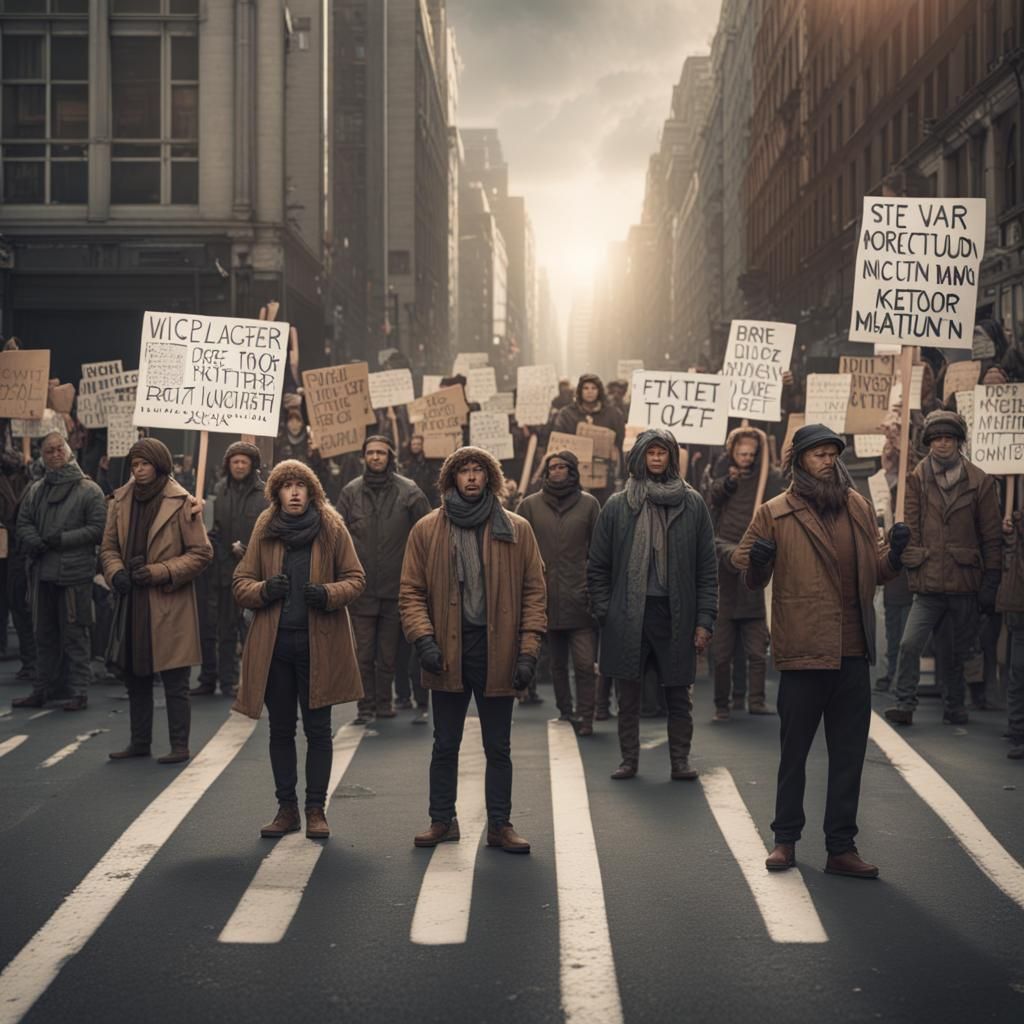 Protestors holding picket signs - AI Generated Artwork - NightCafe Creator