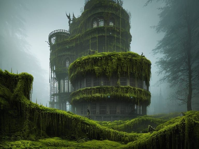 Insanely detailed photograph of an elaborate amazing huge cyber castle ...