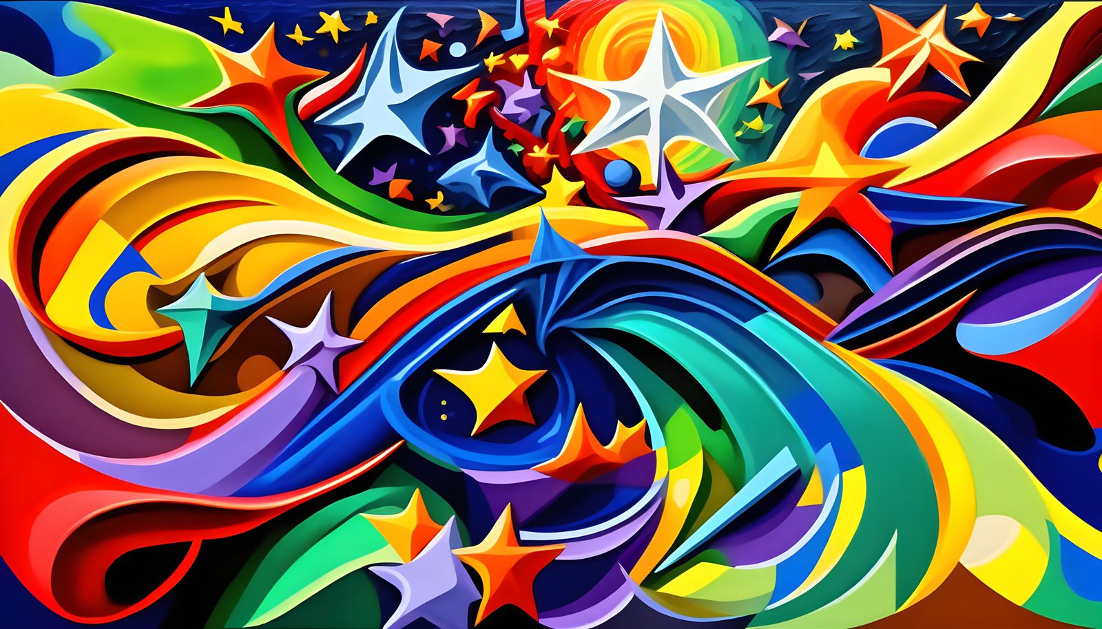 Birth of Geometry - Abstract Expressionist Painting of Cosmi...