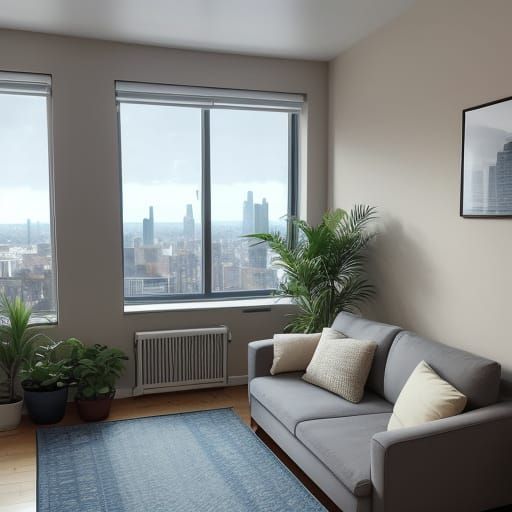 Cozy Modern Studio Apartment Scene in Digital Art - AI Art