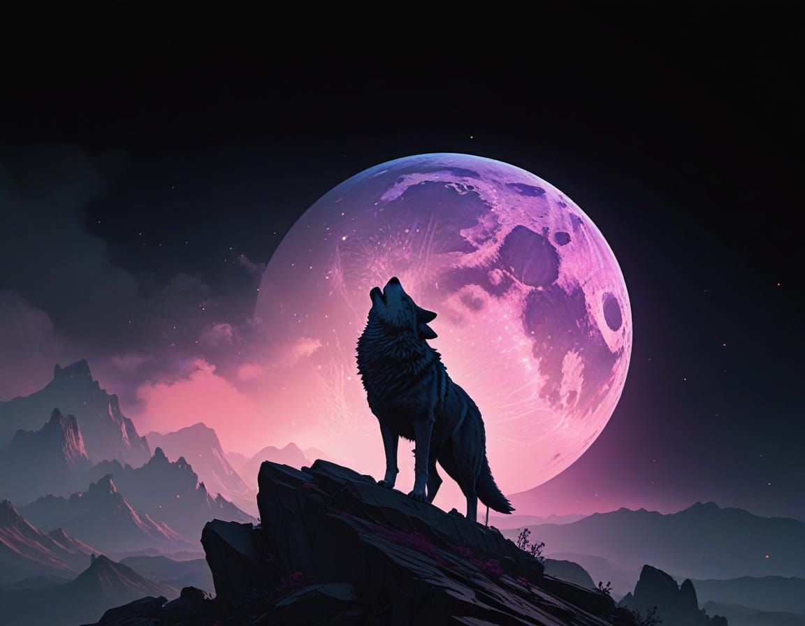 the sky purple & pink i think the moon wink at the wolf a masterpiece ...