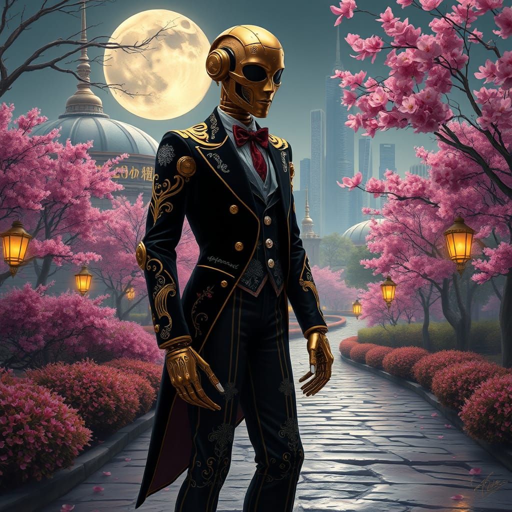 Golden Android in Victorian-Inspired Portrait, Ami... - AI Art