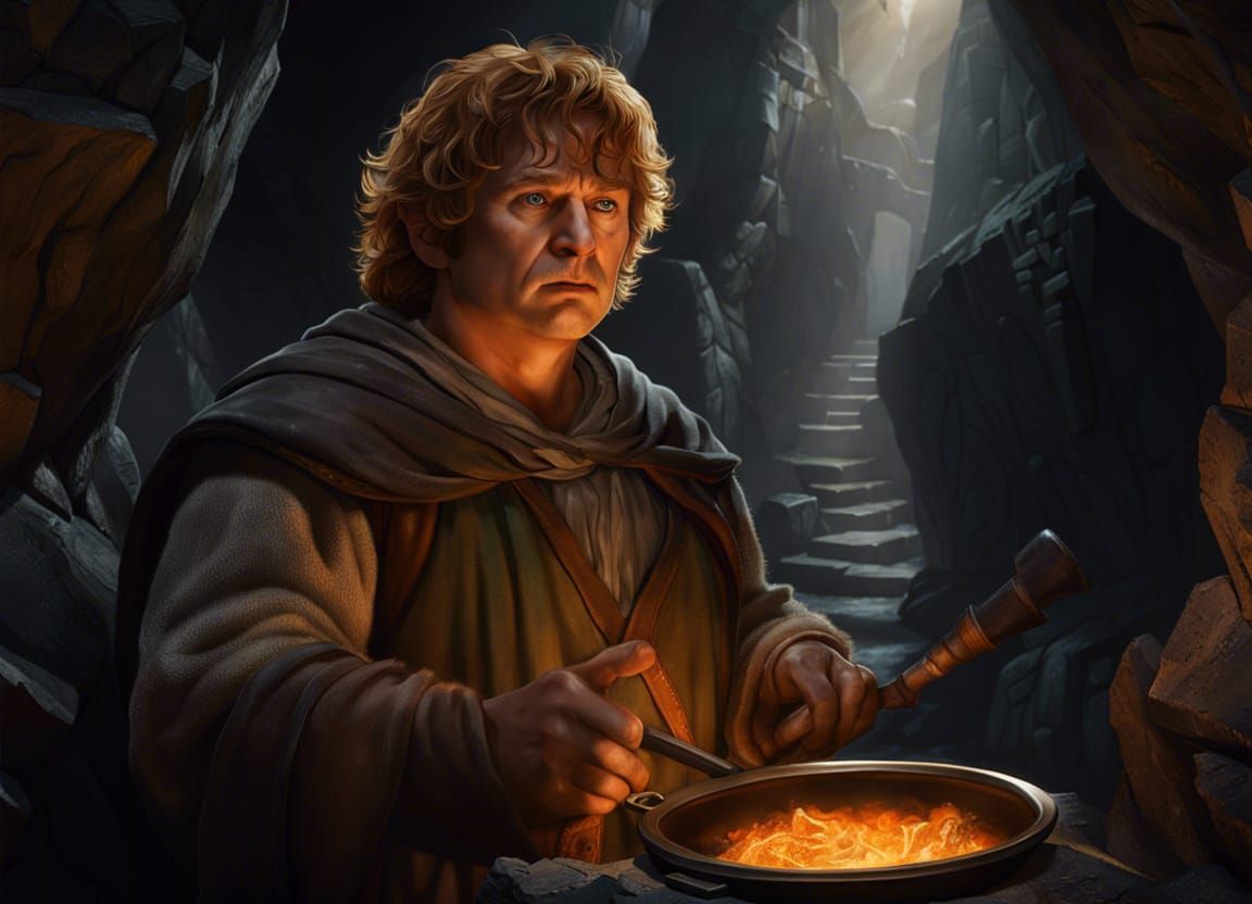 Samwise cooking - AI Generated Artwork - NightCafe Creator