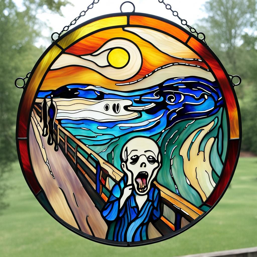 stained glass the scream - AI Generated Artwork - NightCafe Creator