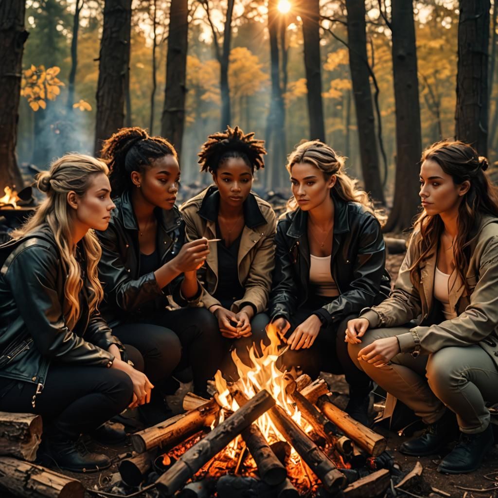 Round the campfire - AI Generated Artwork - NightCafe Creator