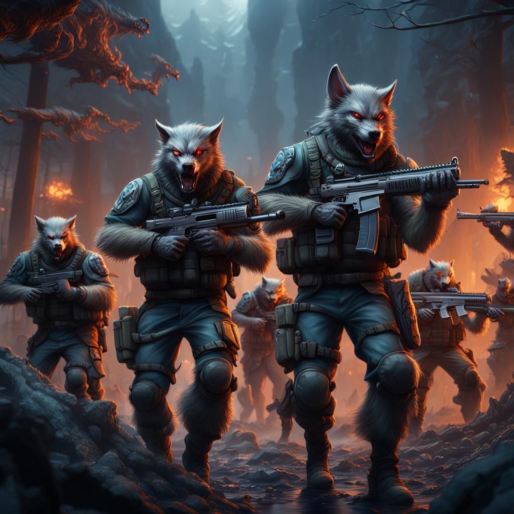 Army of werewolf solders, with guns - AI Generated Artwork - NightCafe ...